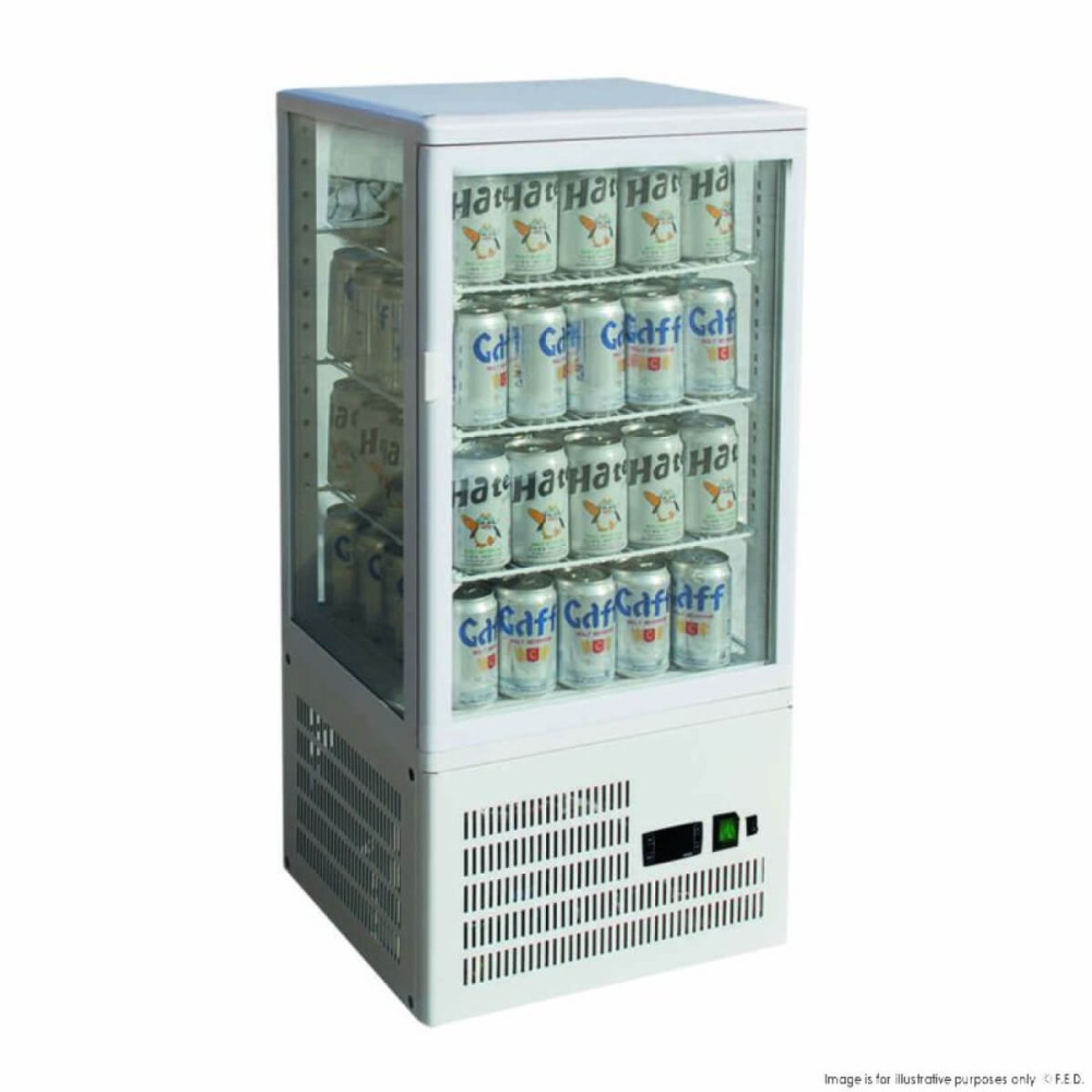 Four-Sided Countertop Beverage Display Fridge White – Specialty Trailers